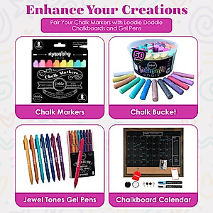 Loddie Doddie Liquid Chalk Markers | Dust Free Chalk Pens - Perfect for Chalkboards, Blackboards, Windows and Glass | 6mm Reversible Bullet & Chisel Tip Erasable Ink (Pack of 24)