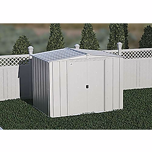 Arrow Classic 8' x 6' Outdoor Padlockable Steel Storage Shed Building, Flute Grey