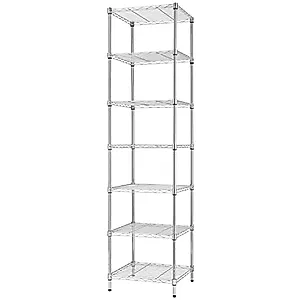 Finnhomy Heavy Duty 7 Tier Wire Shelving, 18x18x72 inches 7 Shelves Storage Rack with Thicken Steel Tube, Pantry Shelves for Storage, Adjustable Metal Shelving Unit, NSF Certified, Chrome