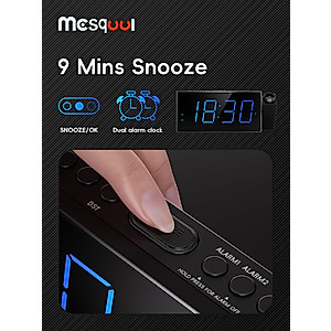 Digital Projection Alarm Clock for Bedroom, Large LED Alarm Clock with Projection on Ceiling Wall, 350°Projector,Dimmer,USB Charger, Battery Backup Loud Dual Alarm Clock for Heavy Sleeper Kids Elderly