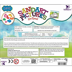 Toykraft: Sand Art Kit for Kids, Arts and Crafts Kits for Kids, Toddler Craft for 3-6 Years, Peel and Stick Activity - On Road Vehicles