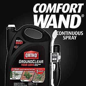 Ortho GroundClear Year Long Vegetation Killer - With Continuous Spray Comfort Wand, Visible Results in 1 Hour, Kills Weeds and Grasses to the Root, Up to 1 Year of Weed and Grass Control, 1.33 gal.