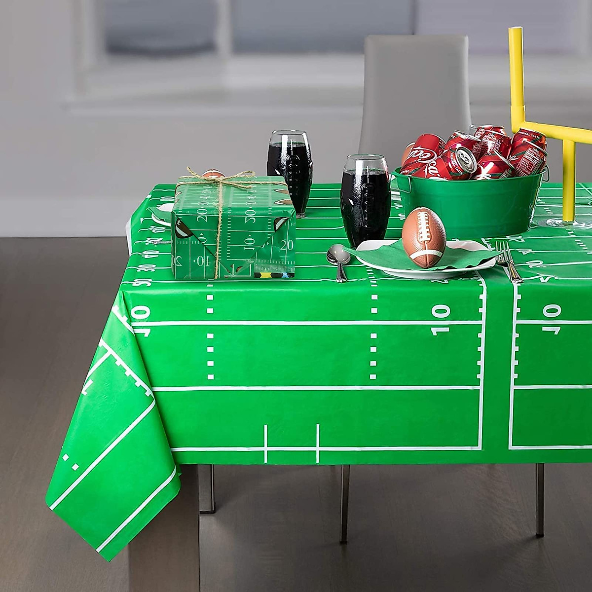 Kavoc 100 Sheets 20 x 14 Inch Football Tissue Paper Rugby Ball Wrapping Paper Sheets Bulk for Gift Wrapping Green Football Field Tissue Paper for Birthdays Party Gift Bag DIY Pompom Confetti Crafts