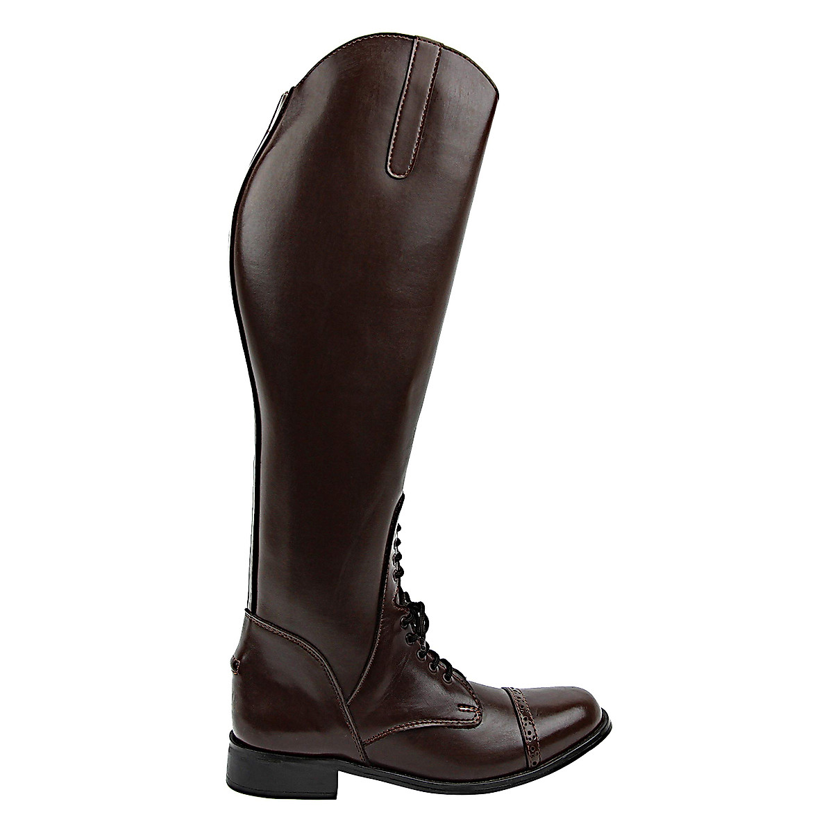 Hispar Women Ladies GRANDUER Pull On Leather English Field Boots Horse Back Riding Equestrian - Brown 7 WIDE CALF
