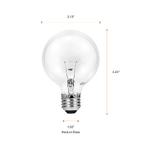 SYLVANIA Incandescent G25 Décor Globe Light Bulb, 40W, Dimmable, E26 Medium Base, Clear, 2850K, Warm White - 6 Pack (14191)