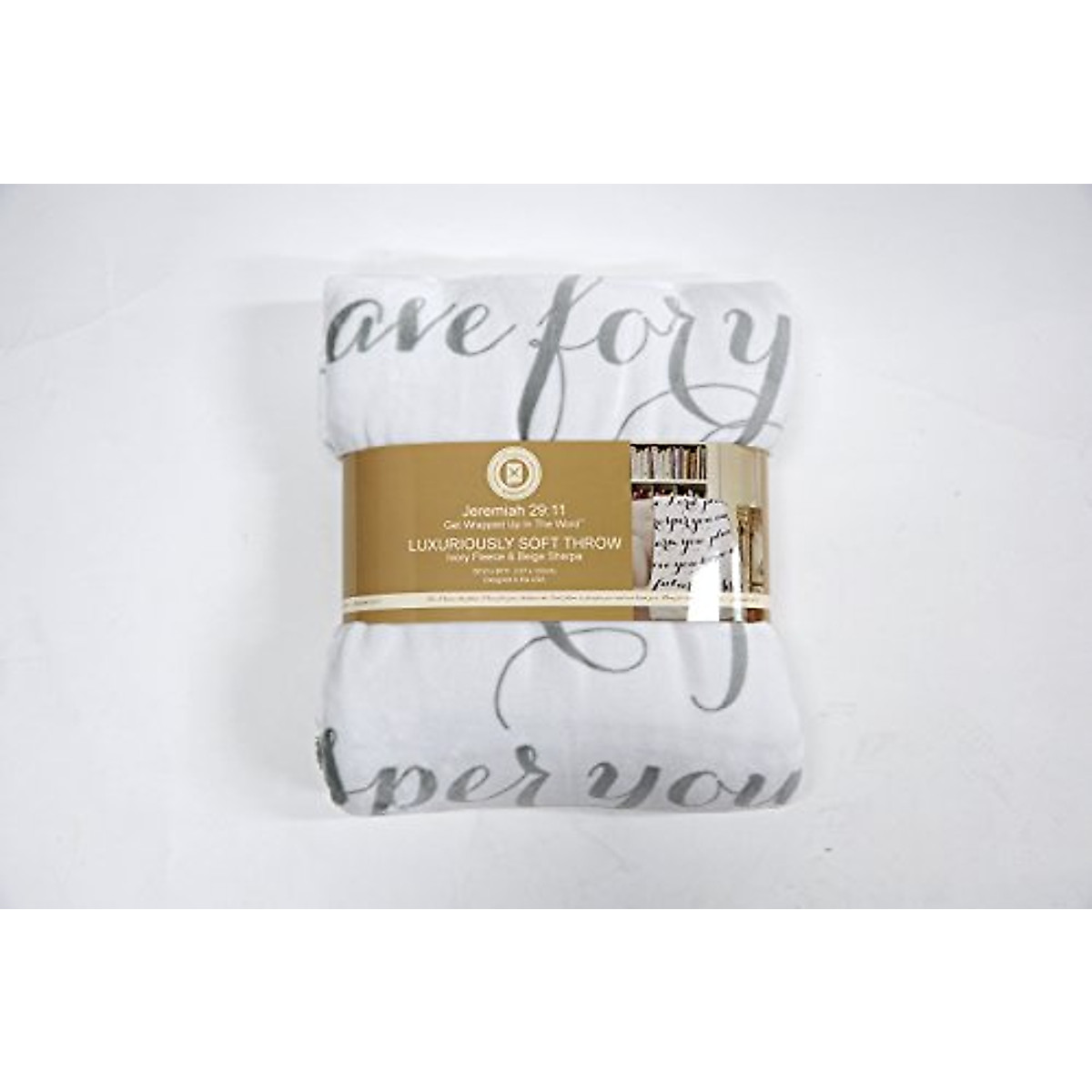 Jeremiah Scripture Throw Blanket: for I Know The Plans I Have for You. Fleece Sherpa Inspirational Faith Gift, Buttery-Soft Extra-Large Healing Quilt for Men or Women (Ivory)