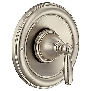 Moen Brantford Brushed Nickel Pressure Balancing Traditional Tub and Shower Trim Kit, Bathroom Shower Lever Handle with Escutcheon (Posi-Temp Valve Required), T2151BN