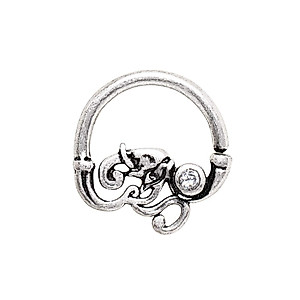 Amelia Fashion 16 Gauge Elephant With CZ Bendable Nose Hoop Ring 316L Surgical Steel (Steel/Clear)