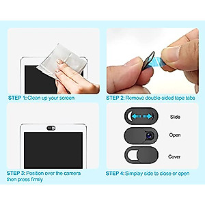 YAMXIN Laptop Camera Cover Slide 9 Pack(3 Large + 6 Small) Webcam Cover Fit Most Laptop, PC, Tablet (Black)