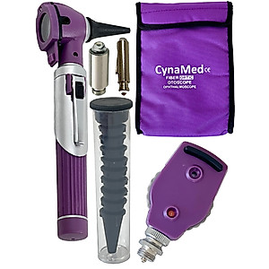 Cynamed Otoscope - Ear Scope with Light, Ear Infection Detector, Both Adult and Pediatric Disposable Specula Tips (Purple)