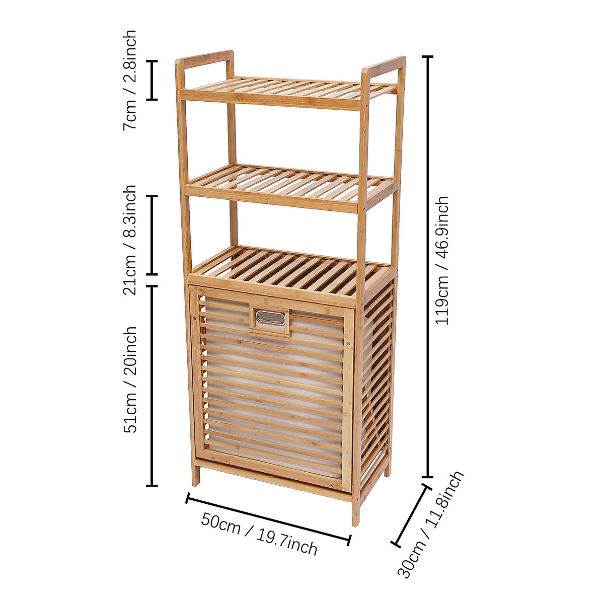 DOONARCES 4-Tier Bamboo Laundry Hamper Tilt Out, Laundry Basket with Shelves &Handle Shower Caddy Shelf Rack Bathroom Cabinet Organizer for Bedroom Laundry Room Bathroom
