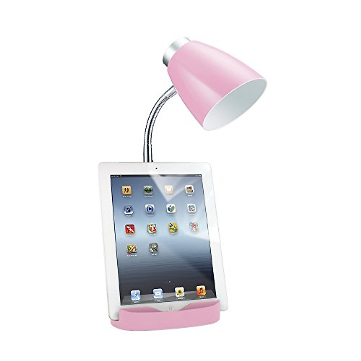 Limelights LD1002-PNK Gooseneck Organizer iPad Stand or Book Holder Desk Lamp, Pink 6.5 x 6.5 x 18.5