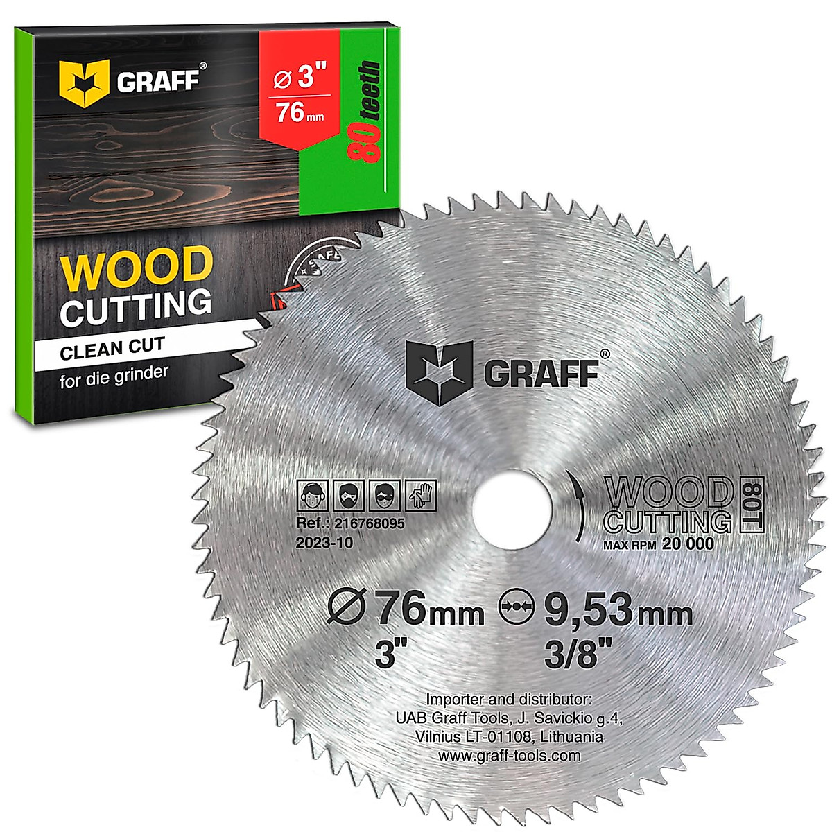 3 Inch Circular Saw Blade for Wood, Plywood, Laminate, Drywall, Plastic – 80T Wood Cutting Disc with 3/8 Inch Arbor from GRAFF