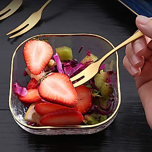 Comicfs 20-Piece Stainless Steel Forks, 5.3 Inches, Seafood Crab Forks Escargot Forks 2 Prong Tasting Appetizer Forks Dessert Cocktail Salad Fruit Forks for Party Travel (20 Forks, Gold)