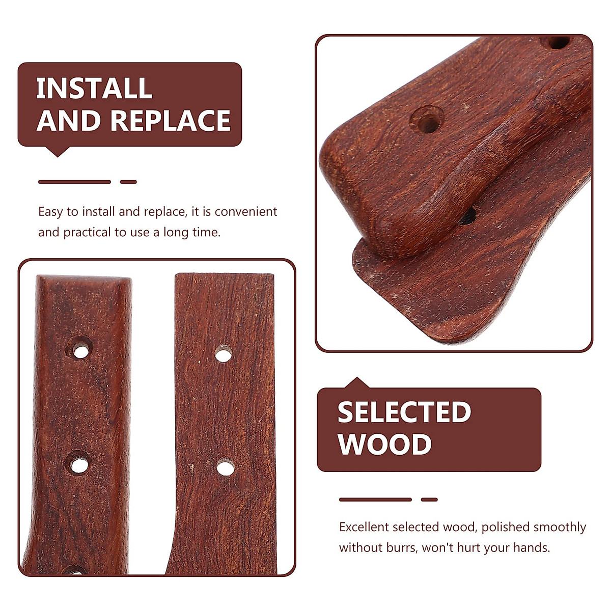 DOITOOL 2Pcs Wood Knife Scales Kitchen Knife Handle Replacement Kitchen Repair Handle for Sashimi Natural Wood Handle Replacement