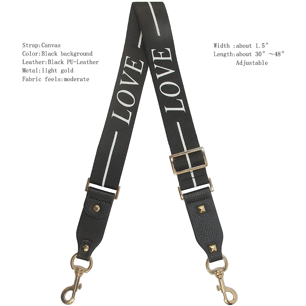 Duwi Wide Purse Strap Jacquard Guitar Style Strap Multicolor Canvas Adjustable Crossbody Bag Strap(l,Black,Black,Love)