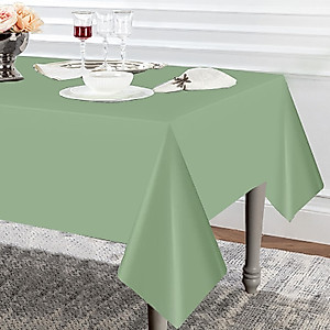 12 Pack Sage Green Tablecloth Plastic Table Cloth 54 x 108 inch Disposable Plastic Tablecloths for Rectangle Tables,Disposable Table Cover for Wedding,Birthday,Bridal,Baby Shower Party Decorations