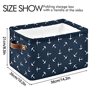 ALAZA Nautical Ocean Sea Anchor Foldable Storage Box Storage Basket Organizer Bins with Handles for Shelf Closet Living Room Bedroom Home Office 1 Pack
