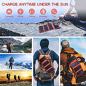 POWOBEST Solar Phone Charger,Solar Charger Power Bank,Outdoor Solar Cellphone Power Bank,High-Speed Charging，Portable Power Bank，20000mAh Wireless Portable Solar Power Bank,Solar Panel Charging(Red)