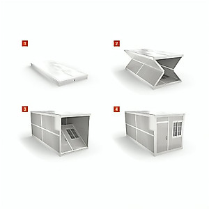 Portable V-Folding Container House: Durable Shelter for Camping & Disaster Relief | 5640 * 2320 * 2360mm - Complete Set with Roof, Sides, Base, Rods