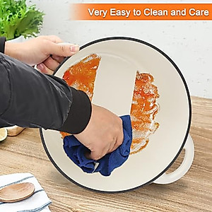 Uniflasy Cast Iron Dutch Oven Pot with Lid, 6 Quart Enameled Cast Iron Dutch Oven with Big Dual Handles, Stock Pot, Bread Oven for Sourdough Bread Baking, Pot Oven for Versatile Cooking, White