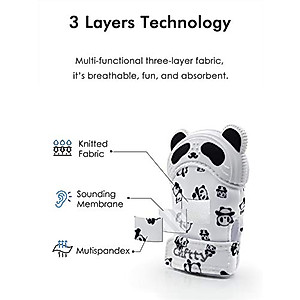 Giftty Baby Teething Mitten Panda Hand Teether Soothing Glove Wearable Teething Toy with Crinkle Sound, Multi Textured for Infants 3-12M (1 Pair)