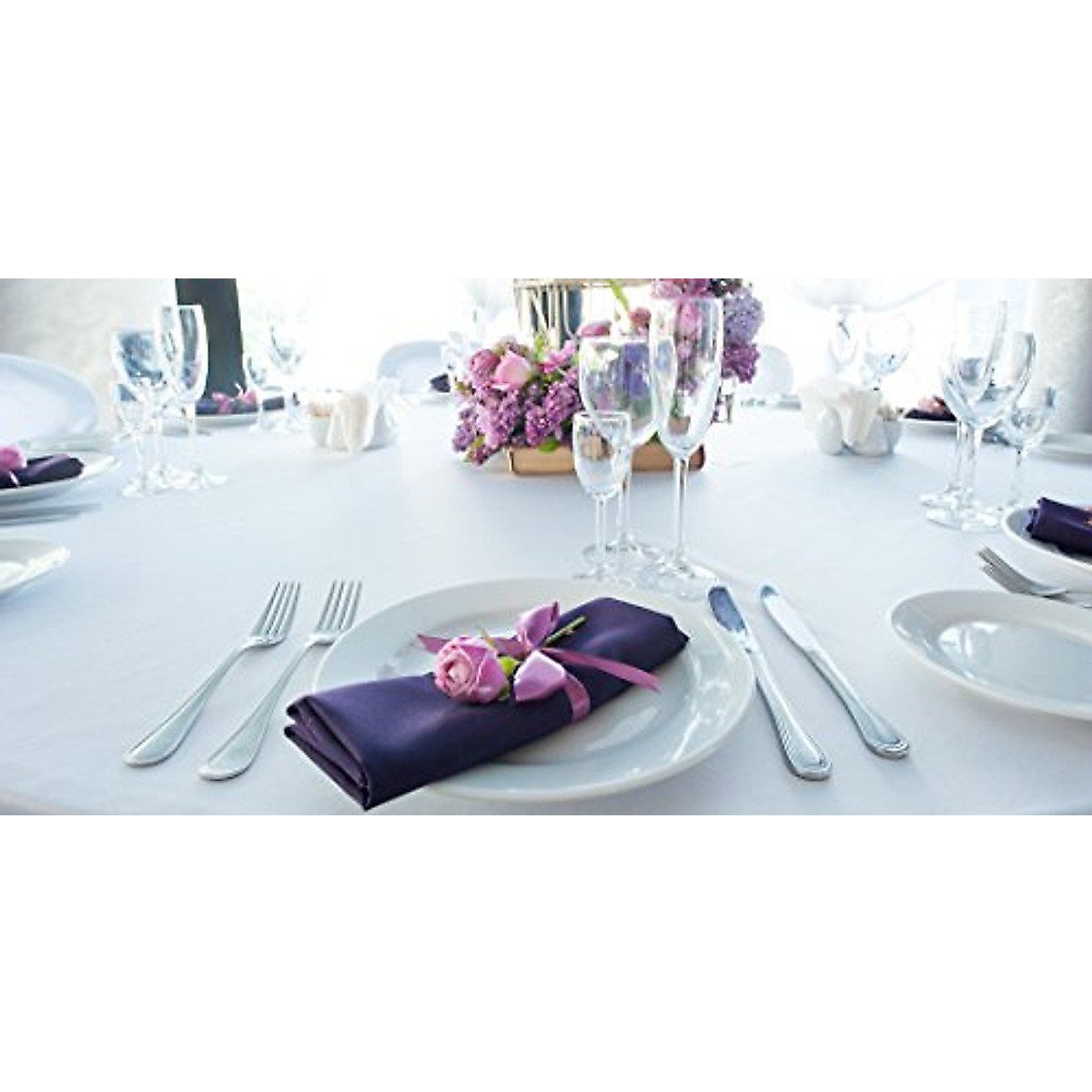 PLOYMONO Purple Heavy Duty Cloth Napkins - 17 x 17 Inch Solid Washable Polyester Dinner Napkins - Set of 8 Napkins with Hemmed Edges - Great for Weddings, Parties, Banquets Dinner & More