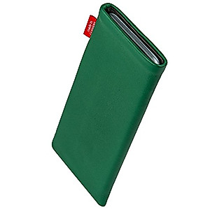 fitBAG Beat Green Custom Tailored Sleeve for Oppo Reno2 | Made in Germany | Fine Nappa Leather Pouch case Cover with Microfibre Lining for Display Cleaning
