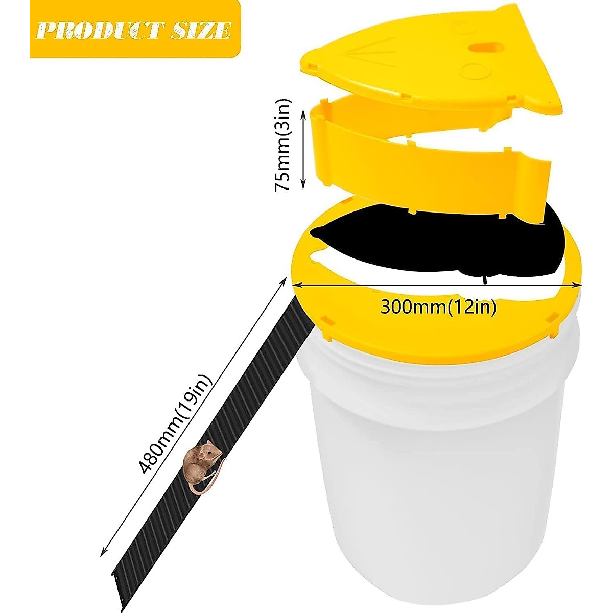 2 Pack Mouse Trap Bucket, Multi-Catch, Auto-Reset Bucket Lid Mouse Trap, Humane or Lethal, Flip Lid Mouse Traps Auto Reset, Indoor Outdoor, 5 Gallon Bucket Compatible (Without Barrel)