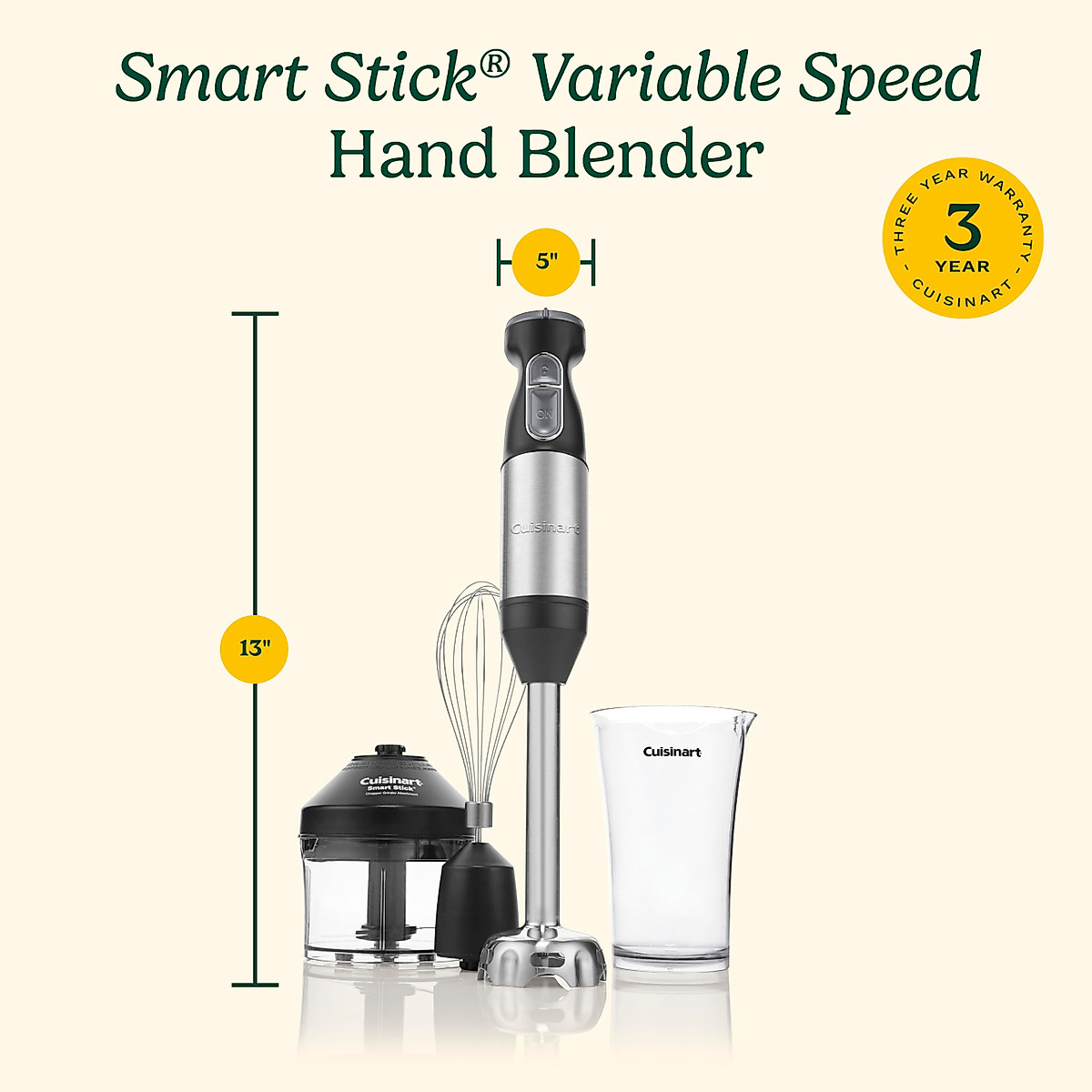 Cuisinart CSB-179 Smart Stick Variable Speed Hand Blender, Stainless Steel