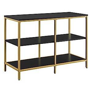 OSP Home Furnishings Modern Life Contemporary Double 3 Shelf Bookcase and Credenza, Black