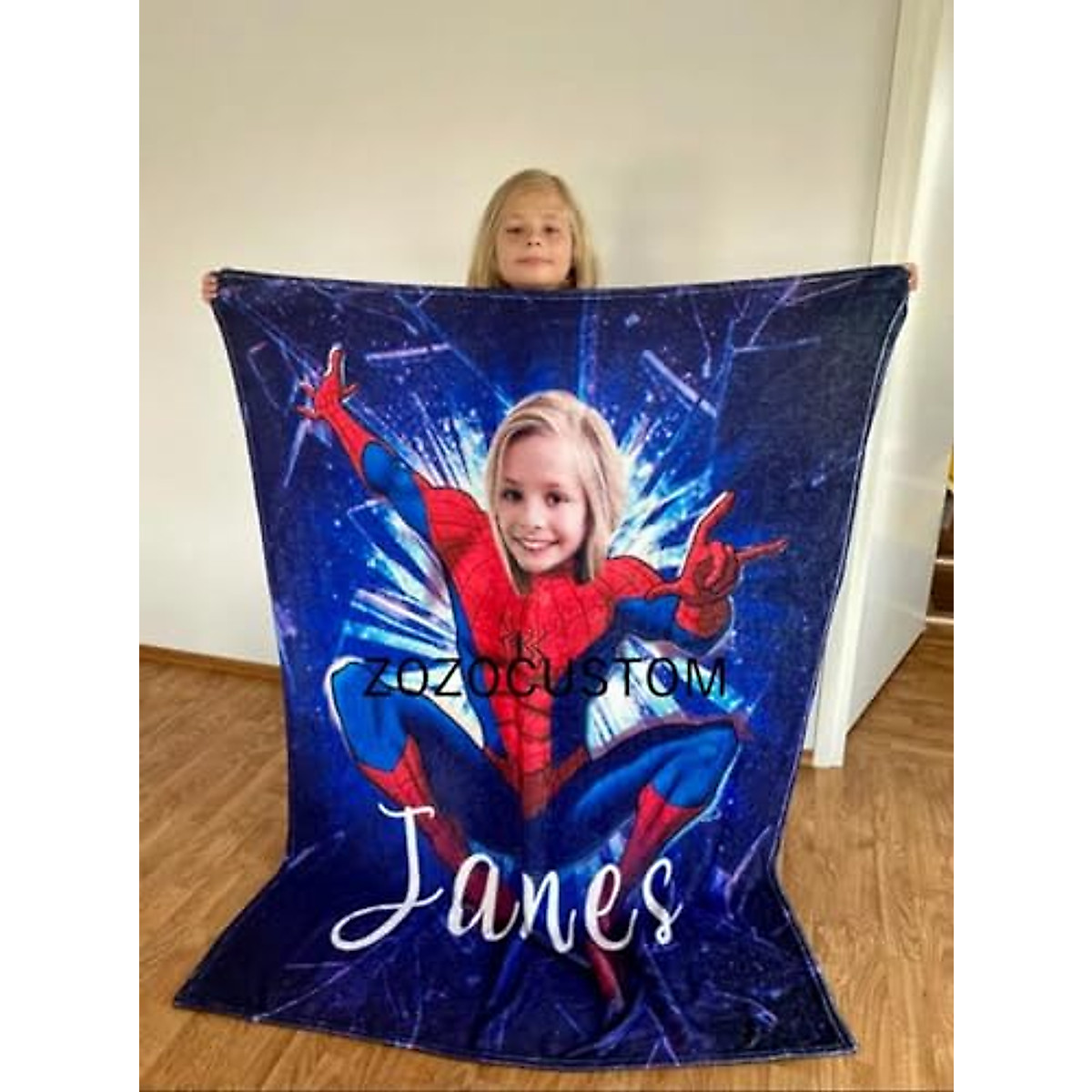 ROYAMS Kids Superhero Blanket Custom Blanket for Boys Personalized Super Hero Blanket with Photo and Name