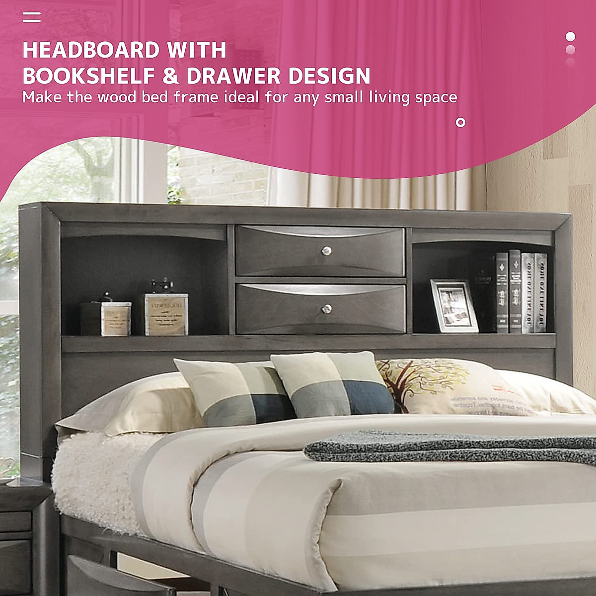 ACME Furniture Ireland Storage Bed, Queen, Gray Oak