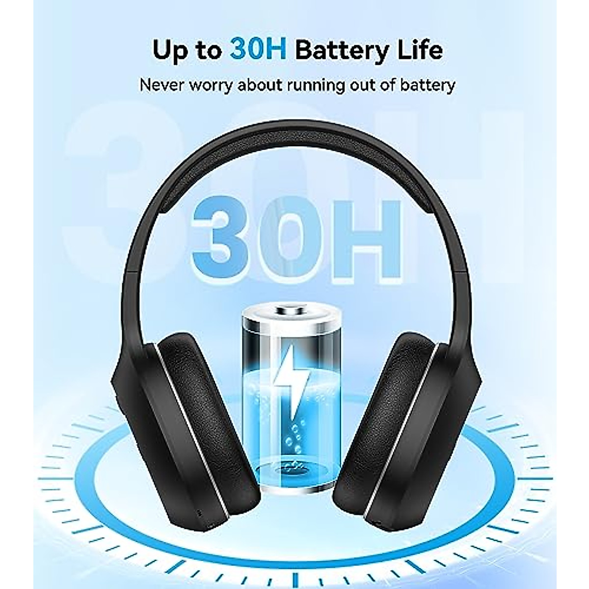 Edifier W600BT Wireless Over-Ear Headphones, Bluetooth V5.1, Crystal Clear Call, 40mm Drivers, 30H Playtime, Connect to 2 Devices, Built-in Microphone, Lightweight, for Travel, Home, Office - Black