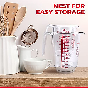 Mueller International Clear Measuring Cup Set – Two Piece Set 4 Cups/30 oz & 2 Cups/16 oz, Liquid and Dry Measuring Cups, Shutter-proof, European Made