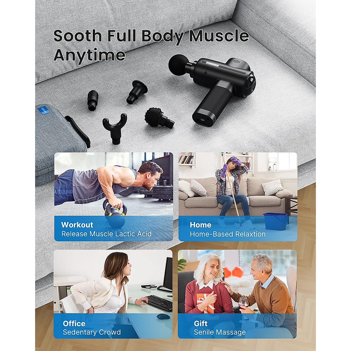 RENPHO Active Massage Gun Deep Tissue, Percussion Handheld Muscle Massager Gun for Body Neck Pain Relief, Electric Mini Back Massager for Athletes Men Women, FSA HSA Eligible