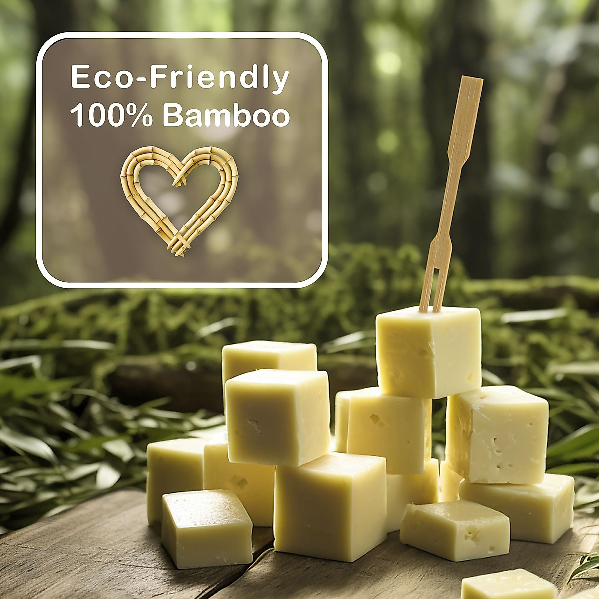 BambooMN Premium 3.5" Bamboo Mini Cocktail Tasting Forks Fruit Picks Party Supplies, 2000 Pieces