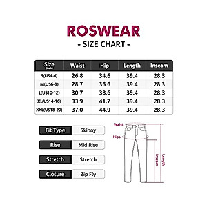 roswear Women's Ripped Mid Rise Destroyed Skinny Jeans White M