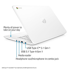 HP 14in Celeron N3350 4GB SDRAM 32GB eMMC Chromebook Snow White (Renewed)
