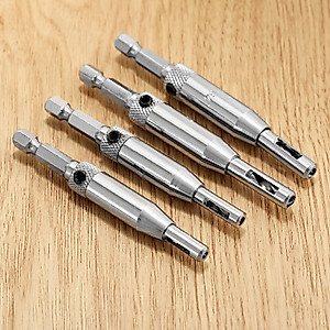 MUXSAM 4PCS Hinge Drill Bit Set, Self-Centering Hinge Tapper Core Drill Bit Tools for Woodworking Adjustable Door Window Cabinet Hole Reamer(5/64'' 7/64'' 9/64'' 11/64'')
