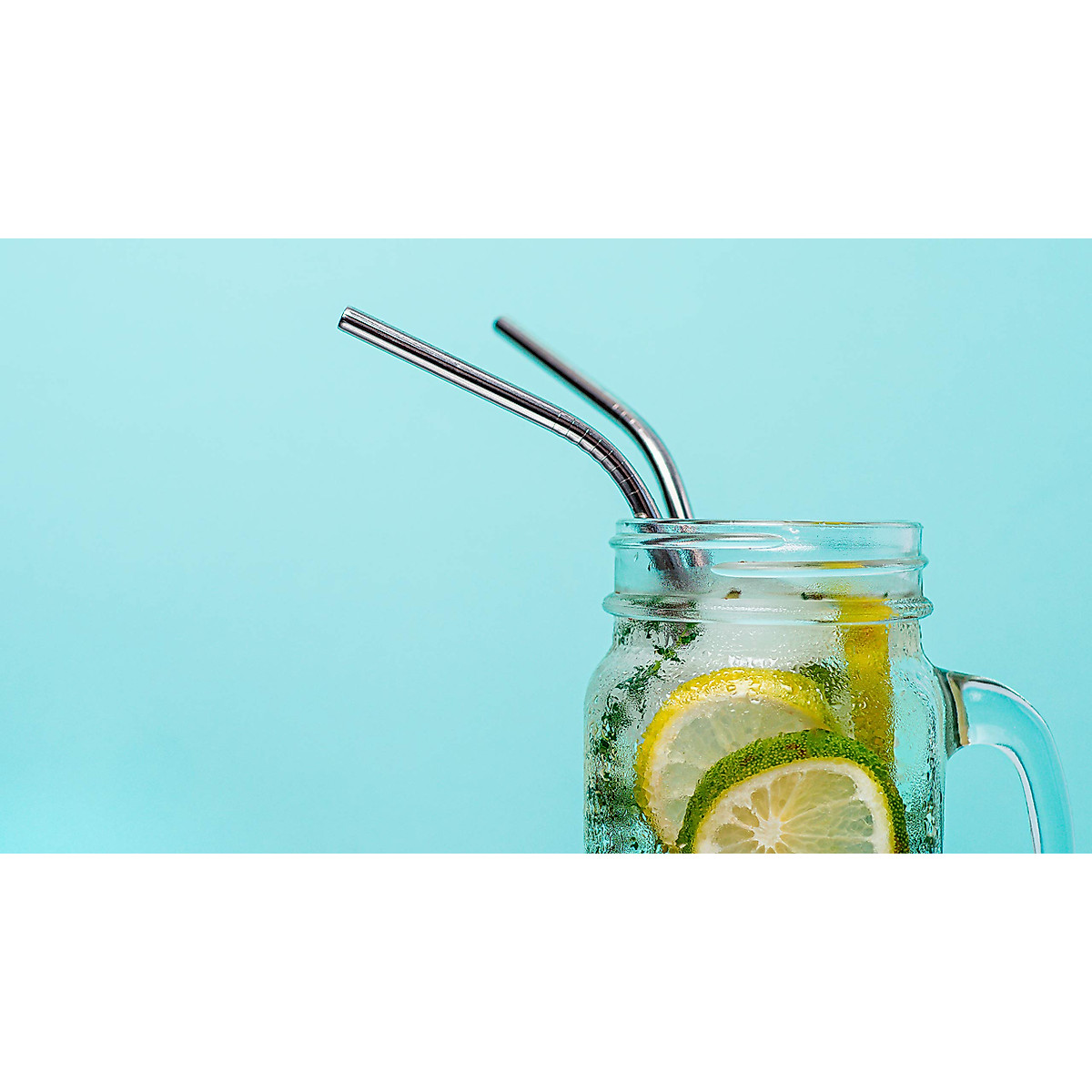 Chef Select Reusable Drinking Straws, Stainless Steel, 4 Bent, 2 Straight, 2 Cleaning Brushes, 6 Silicone Flex Tips - Mixing Drinks or on the Go