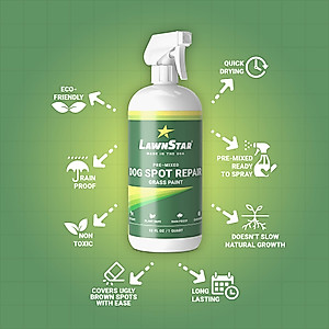Dog Spot Repair Grass Paint, Pre-Mixed & Ready to Spray - Covers Brown Burn Patches on Lawn (32 fl oz)