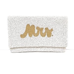BRIDE Gifts, Gifts for Bride, Wedding Gift, Bride To Be Gift, Bride Clutch Purse, Engagement Gift, Seed Beads Clutch, Bride Beaded Clutch, MRS Bride Bag, White