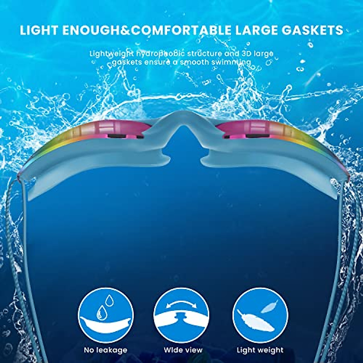 Nabevin Unisex-Adult Swim Goggles Full Protection Vanquisher 2.0 Polarized Anti-fog Anti-ultraviolet