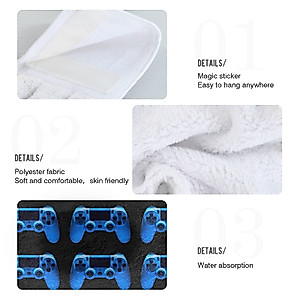 Oyihfvs Video Game Joystick Gamepad in Blue Neon Lights Isolated on Black 2 Pcs Hanging Kitchen Hand Towel, Soft Face Bath Towel, Fast Drying Cleaning Towels with Hook & Loop Home Washcloth Dishcloth