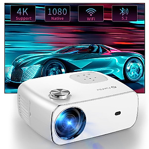 Mini Projector with WiFi and Bluetooth, 1080P HD Movie Projector 320ANSI, FunFlix 5G WiFi Projector 4K Support, Outdoor Projector Portable Home Projector for HDMI,USB,iOS/Android Phone,Laptop,TV Stick