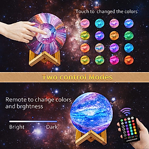 DTOETKD Moon Lamp, Kids Night Light, 16 Colors Galaxy Lamp, 5.91 inch 3D Printing LED Moon Light with Stand, Remote&Touch Control, USB Rechargeable Birthday Christmas Gift for Girls Lover, Home Decor