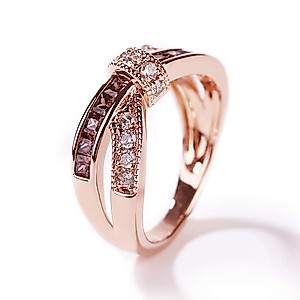 Jeulia Crossover Sterling Silver Women's Band Fashion Anniversary Promise Engagement Ring for Women with Gift Jewelry Box