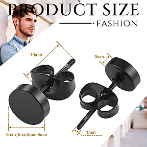 20 Pairs Black Studs Earrings for Men Women Black Square Earrings Stainless Steel Round Fake Cartilage Ear Studs CZ Inlaid Black Earrings Punk Piercing Jewelry Diamond Earrings Set