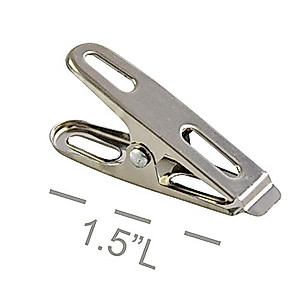 Home-X 10 Pack Stainless Steel Clothespin & Utility Clip Multi-Purpose Stainless Steel Clips, Cord Clothes Pins Utility Clips Clamps Darkroom Photoclips-1.5 Inch